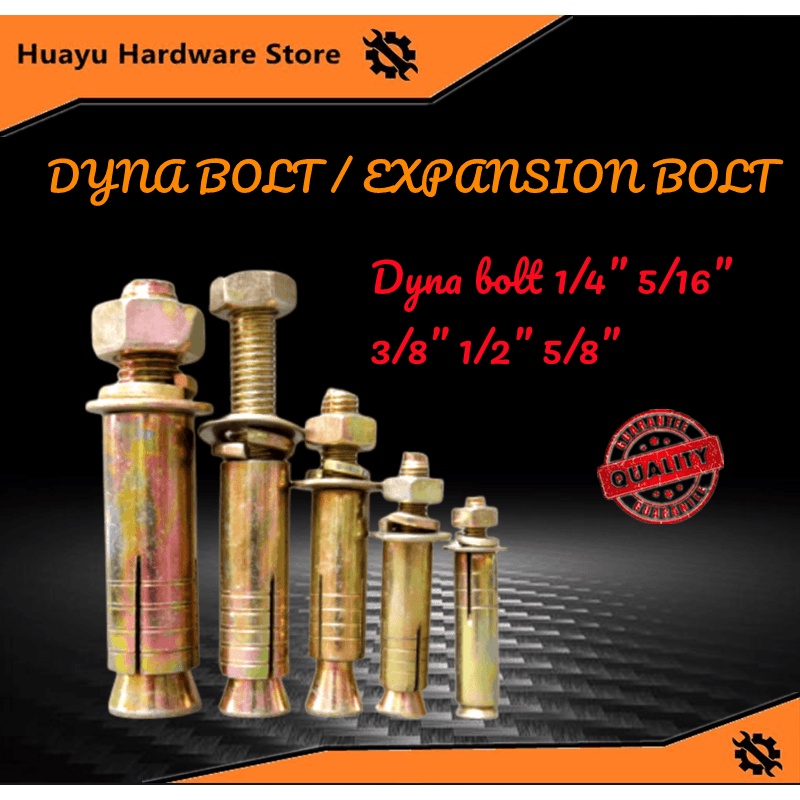 DYNA BOLT / EXPANSION BOLT 1/4", 5/16", 3/8" , 1/2" , 5/8" | Shopee ...