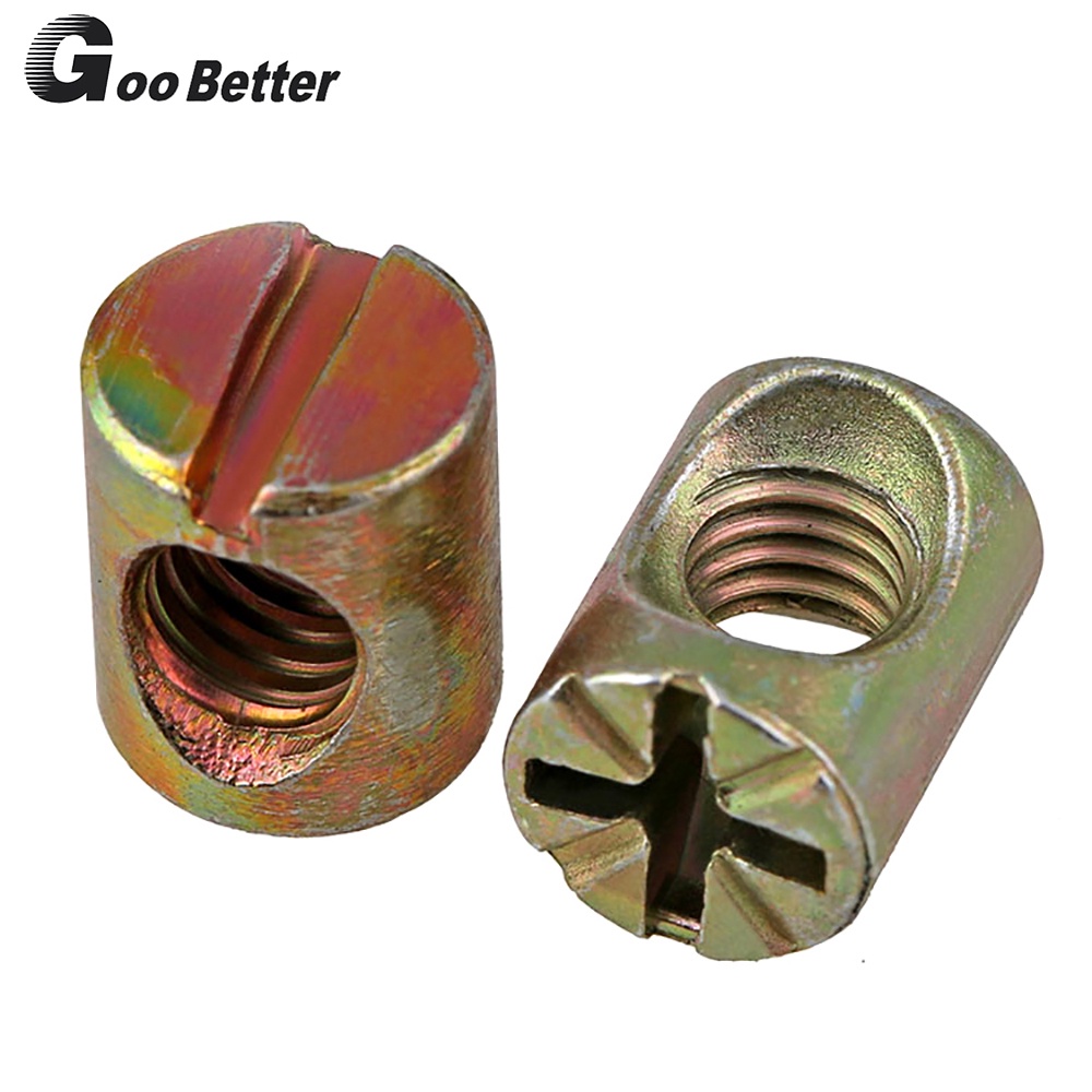 10Pcs Barrel Nut Slotted Cross Dowels Hammer Head Nut Furniture Two-In ...