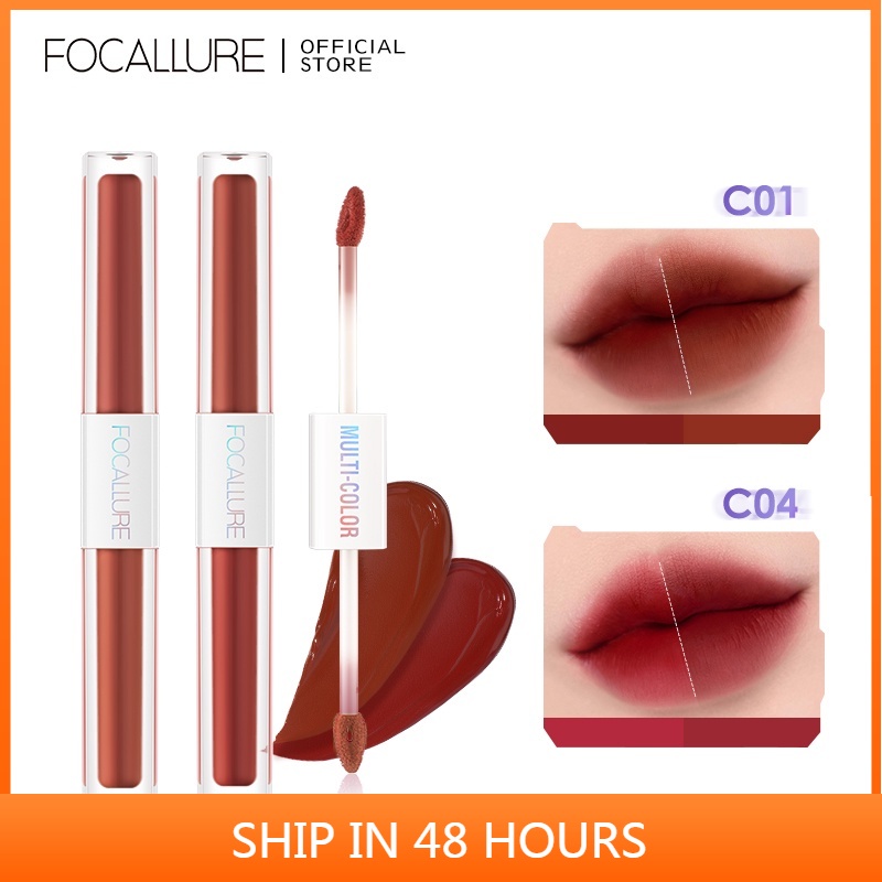 FOCALLURE 2 In 1 Dual Head Ultralight Misty Velvet Lip Gloss Non ...