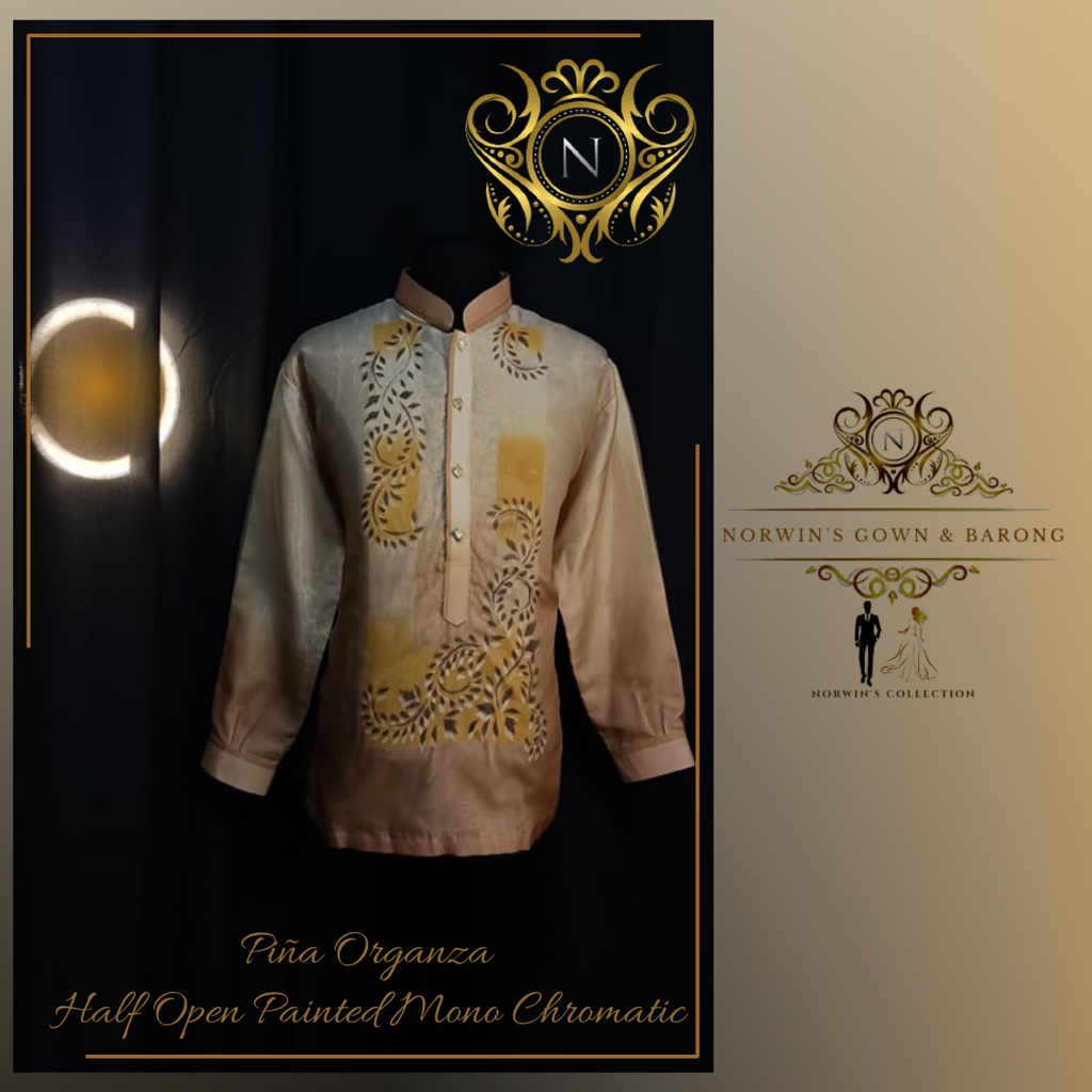 MODERN BARONG FOR MEN PAINTED MONO CHROMATIC CHINESE COLLAR | Shopee ...