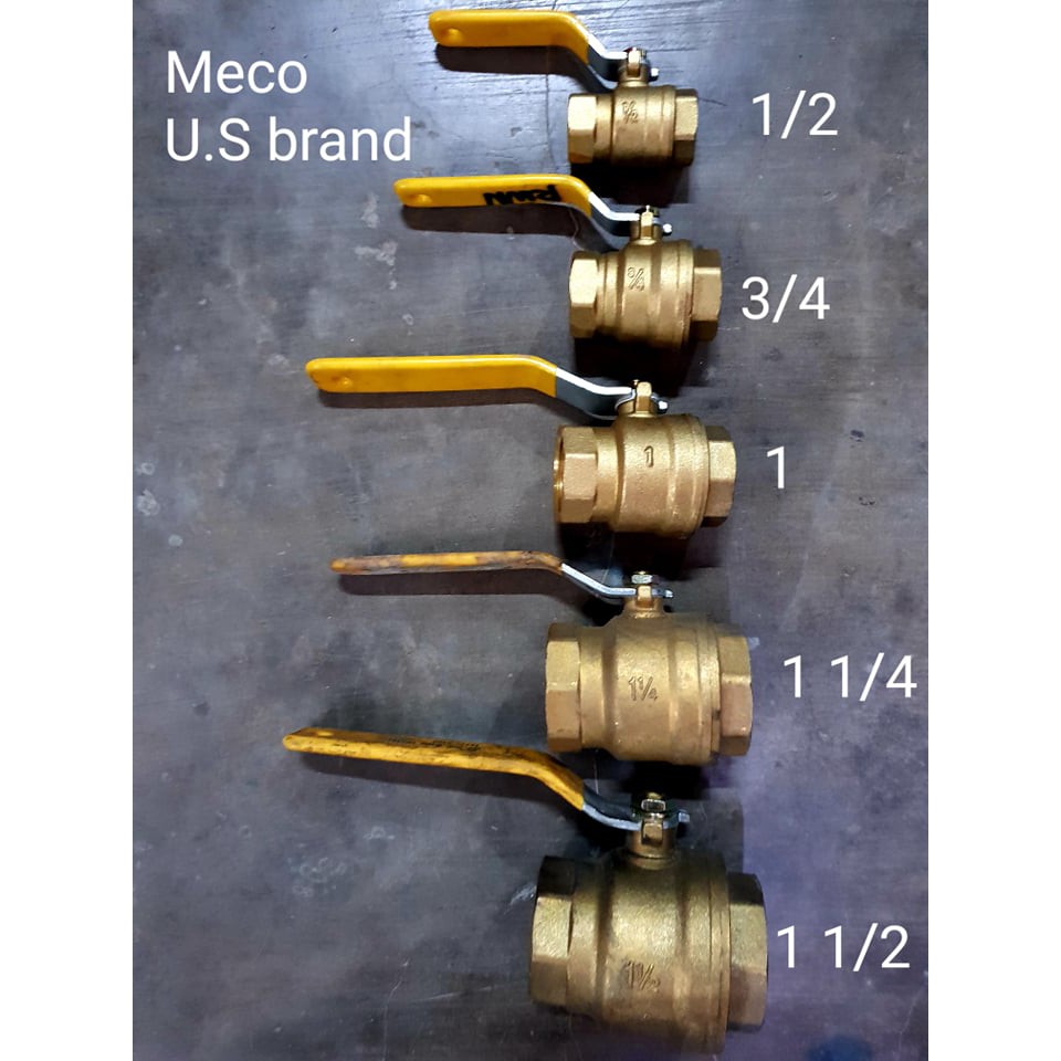 Meco BALL VALVE brass 1/2, 3/4, 1, 1 1/4, 1 1/2, 2 | Shopee Philippines