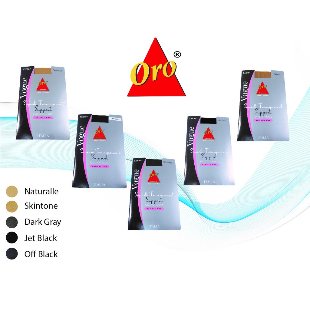 ORO Vogue Superb Transparent Support Pantyhose Stockings Sandal Toe 15 ...