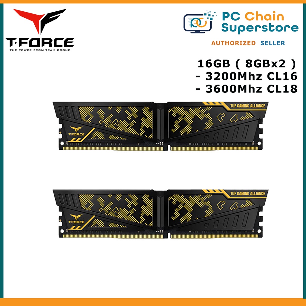 Team Group T-Force Vulcan TUF 16GB ( 8GBx2 ) 3200MHZ CL16 / 3600Mhz ...