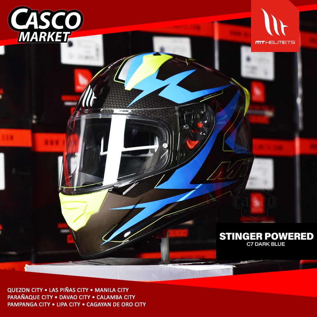 MT STINGER DIVIDED FULL FACE SINGLE VISOR MOTORCYCLE HELMET | Shopee ...