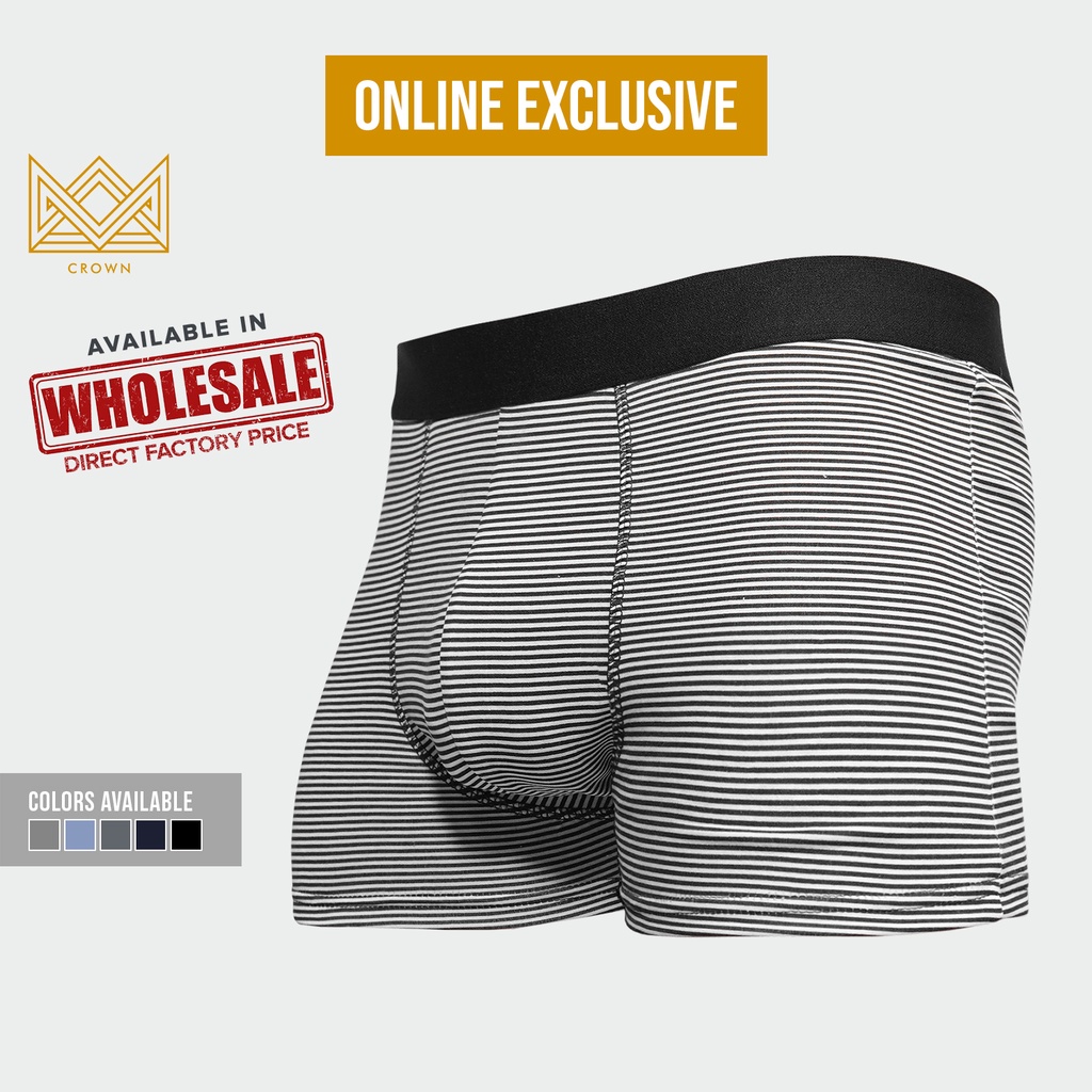 Crown Boxer Brief for Men Cotton 1 Piece Stripes Mid-Waist Printed ...