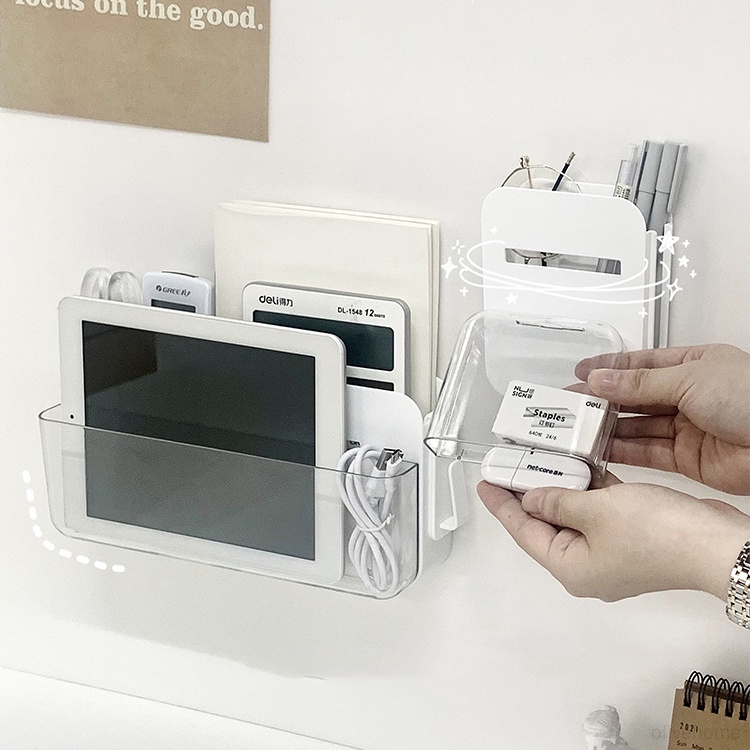Stationery Cosmetics Remote Control Storage Box Acrylic Wall Mounting ...