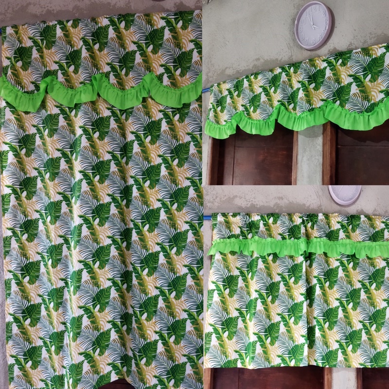 "KurtinaPh" Green Leaves Door/Window,half/Lababo,Valancer Curtain ...