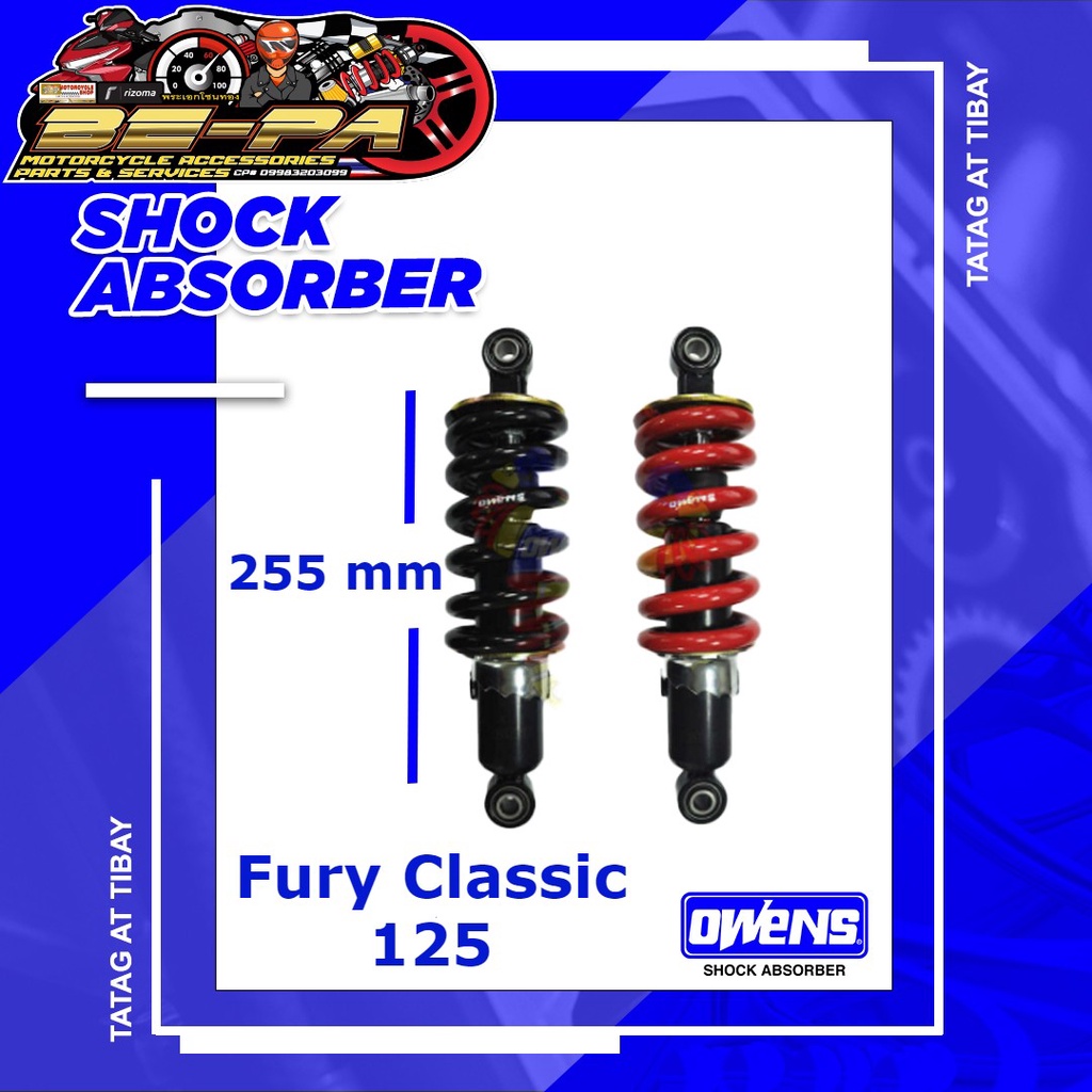 Owens 255mm Mono Shock for Fury Classic/Cbr 150 V1 V2 V3/Rusi SSX200 ...