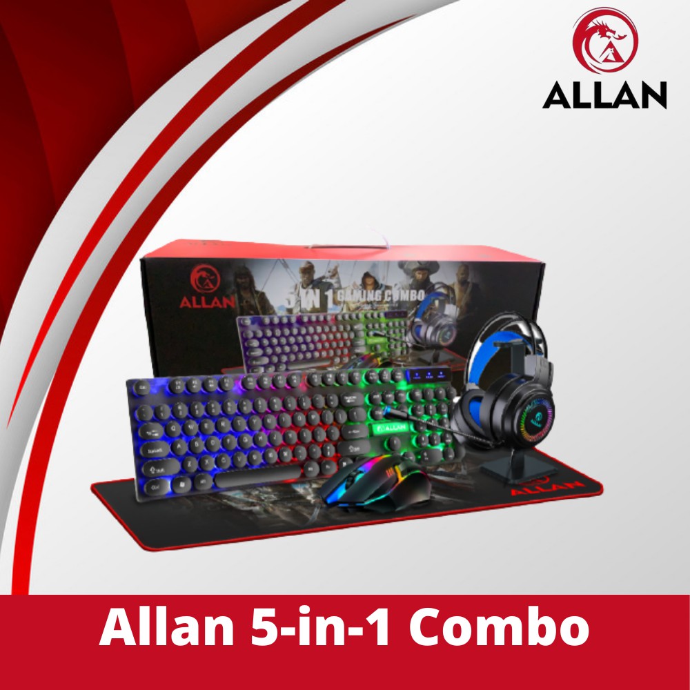 Allan Gaming 5-in1 Keyboard and mouse Mouse pad Headset and Headset ...
