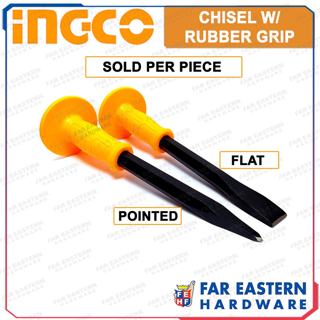INGCO Cold Chisel w/ Rubber Grip For Concrete Pointed | Flat 300mm INHT ...