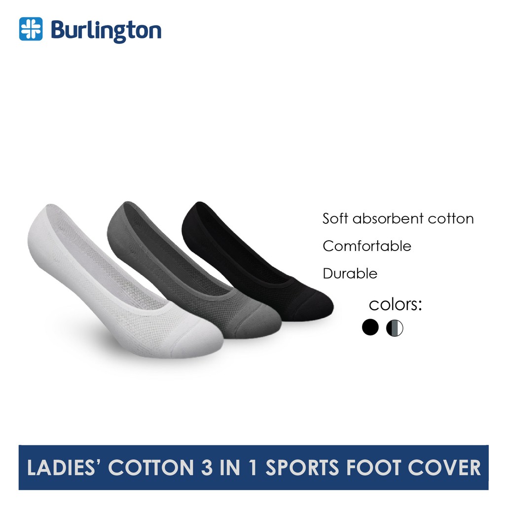 Burlington Ladies' Cotton Thick Sports No Show Anti Slip Foot Cover 3 ...