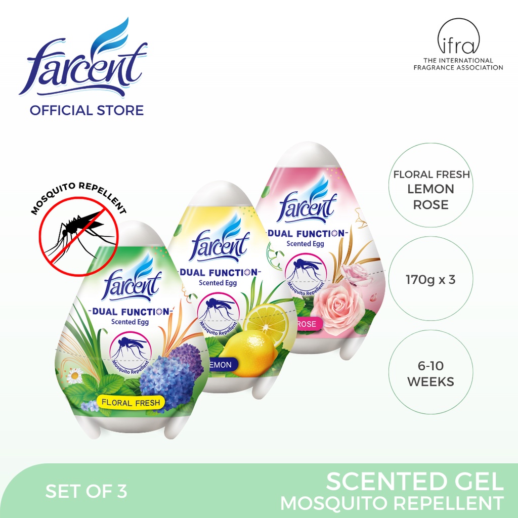Farcent Scented Egg + Mosquito Repellent All Scents Set of 3 (170g each) | Shopee Philippines