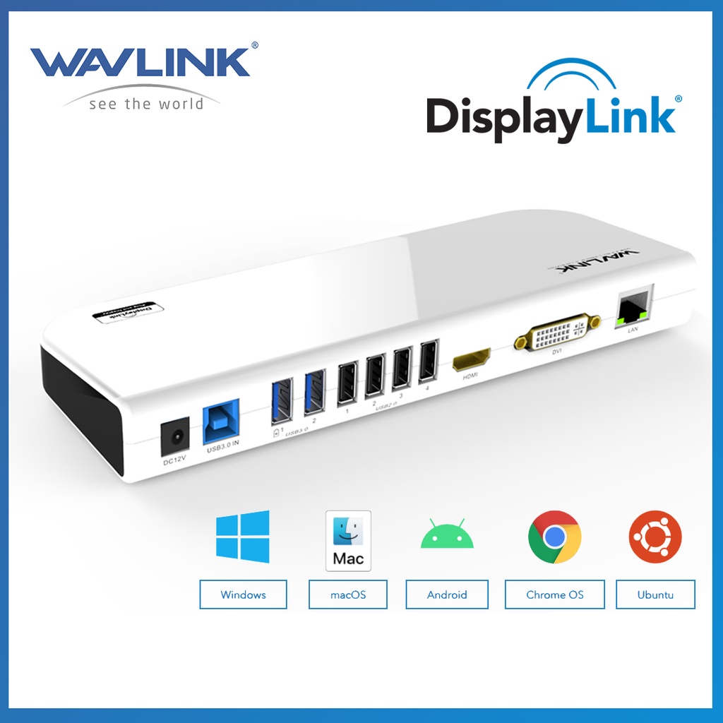 Wavlink Universal Docking Station USB 3.0 HUB with Displaylink 2K Dual ...