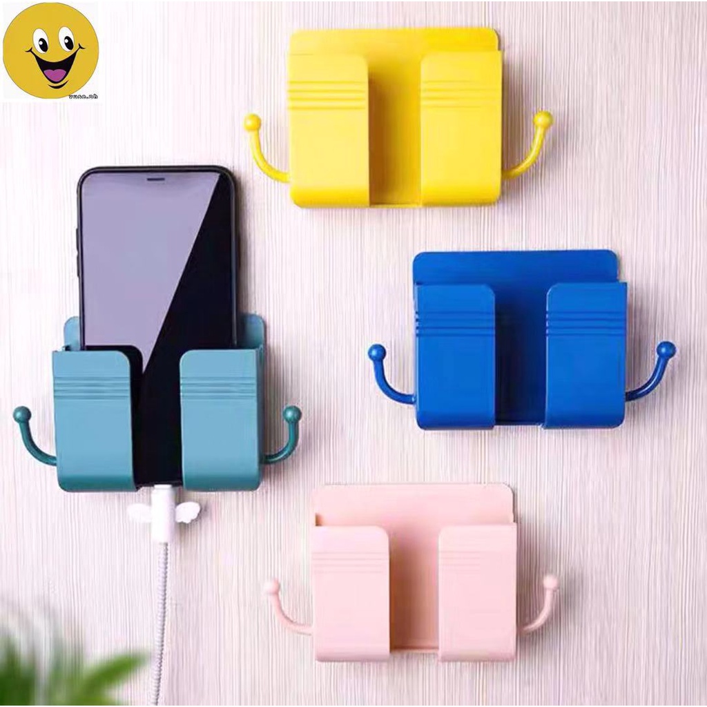 Wall Mounted Phone Holder Organizer Storage Box Remote Control Mounted ...