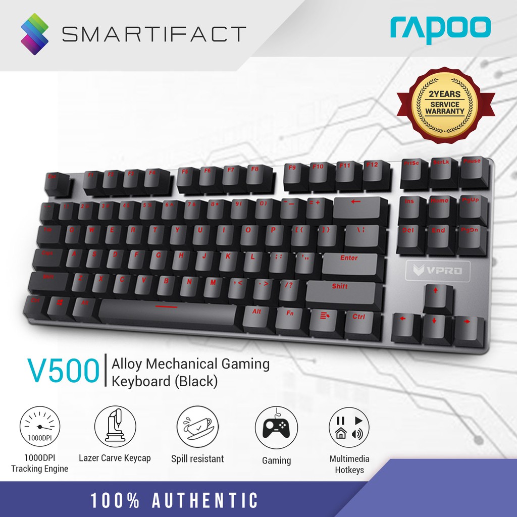 Rapoo V500 Alloy Mechanical Gaming Keyboard Lifecycle:50 Million Key-press (Black) | Shopee ...