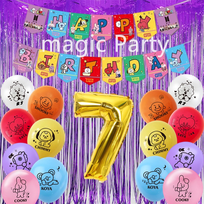 18pcs/set BTS Bangtan Boys Balloons Party Decoration Set BT 21 Birthday ...