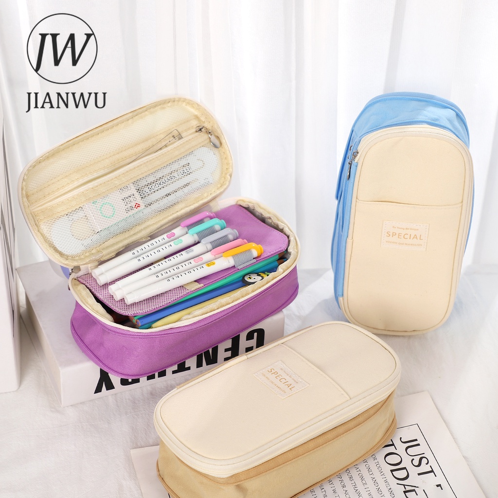 JIANWU Simple Macaron Color Large Capacity Zipper Pencil Case ...