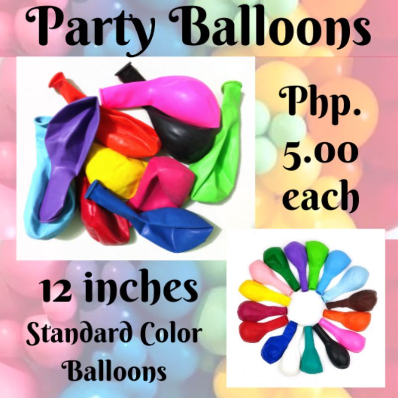 12inches Party Balloons /Sold per piece (Standard Color Balloons ...