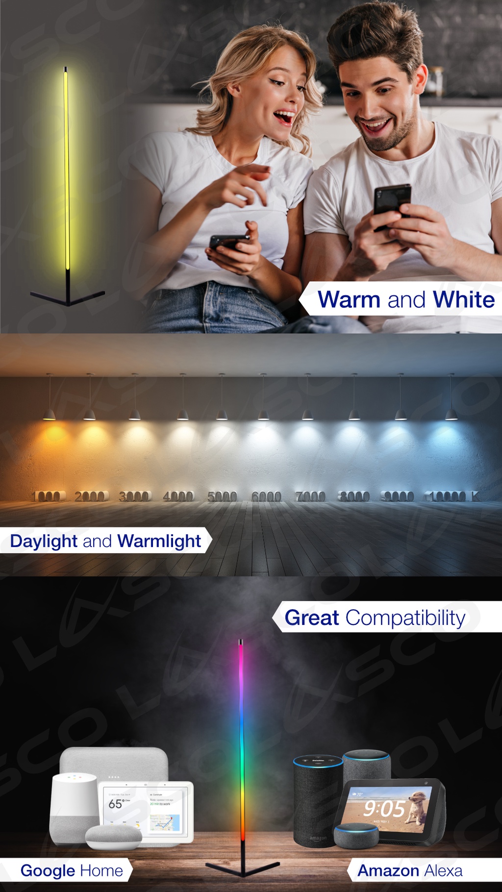 Lasco NEW RGBIC Series Smart Wifi Nordic Floor Lamp Ambient Light ...