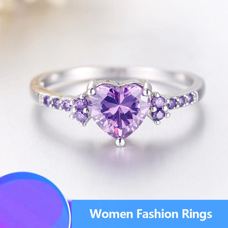 Purple Heart Diamond Ring