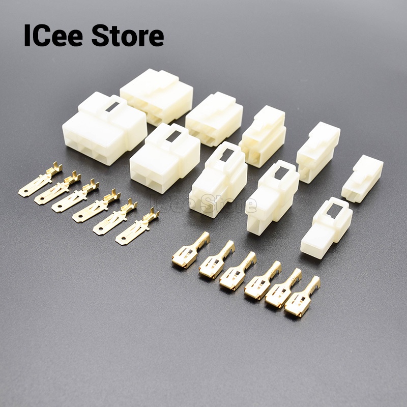 5Set Crimp Terminal Connector Kits 6.3mm 1Pin 2Pin 3Pin 4Pin 6Pin Male ...