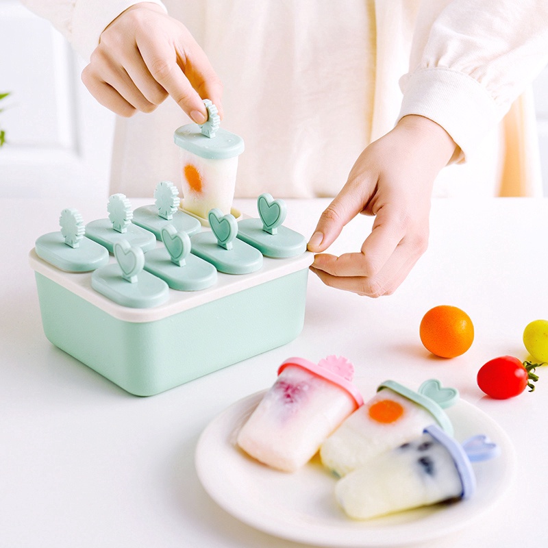 Ice Pop Maker 8 Cells Frozen Ice Cream Molds Popsicle Ice Lolly Pop Ice ...