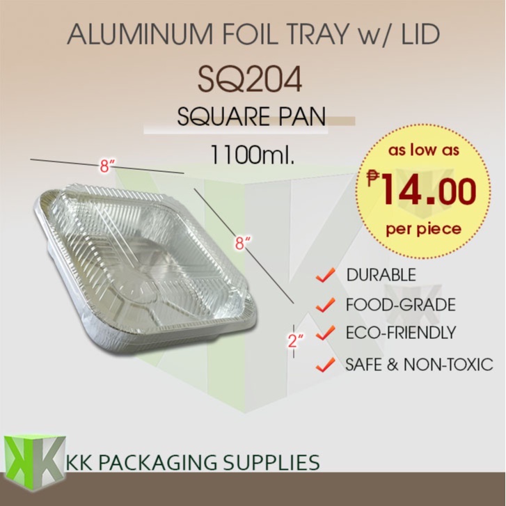 [5/10] pcs SQ204 Aluminum Foil Tray w/ Lid (Square Pan) | Shopee ...
