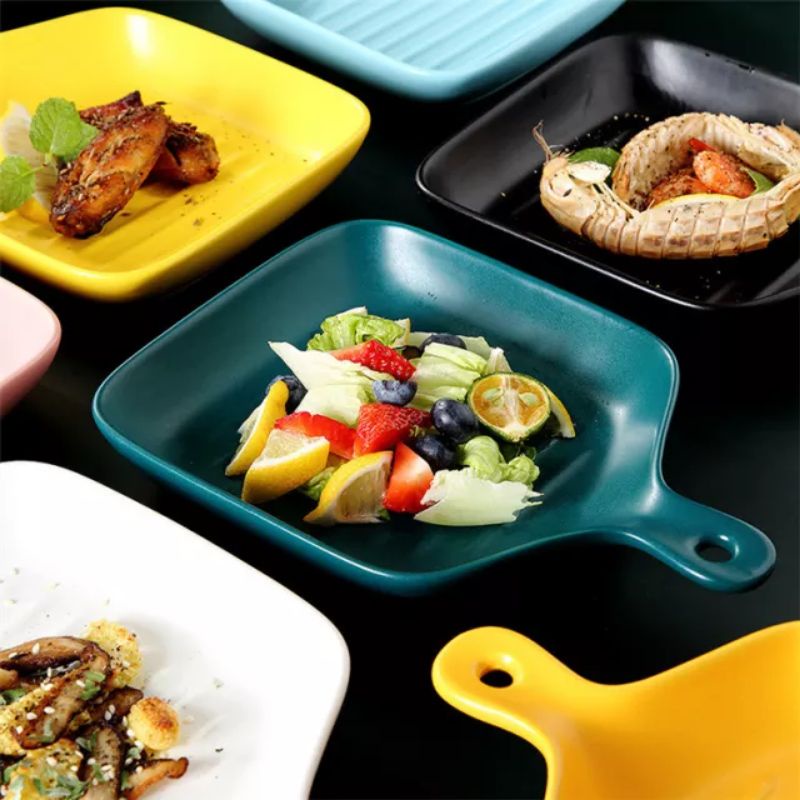 CERAMIC Single Handle Square Plate (23.5*16.5*3cm) | Shopee Philippines
