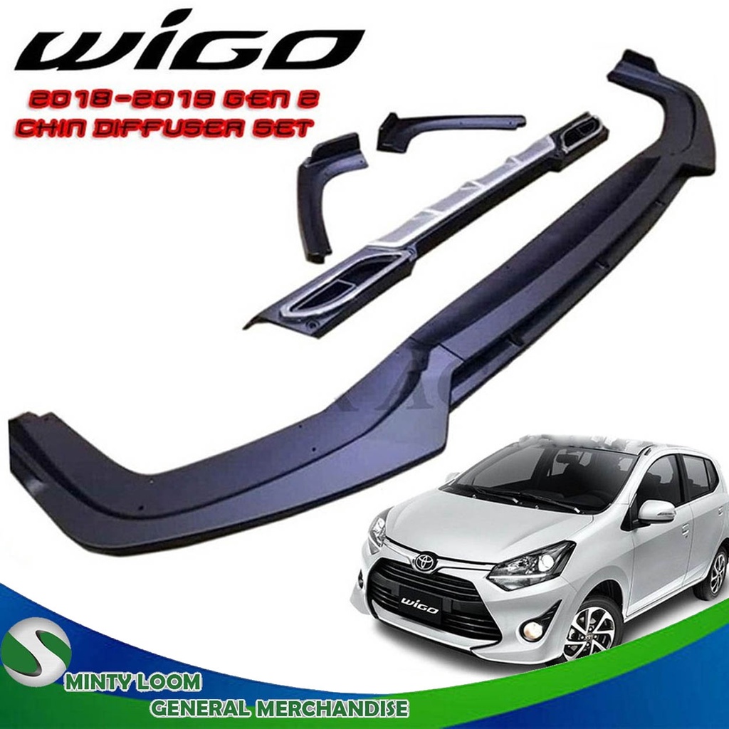 Toyota Wigo 2018-2019 Gen 2 Front and Rear Lip Chin Diffuser Set ...