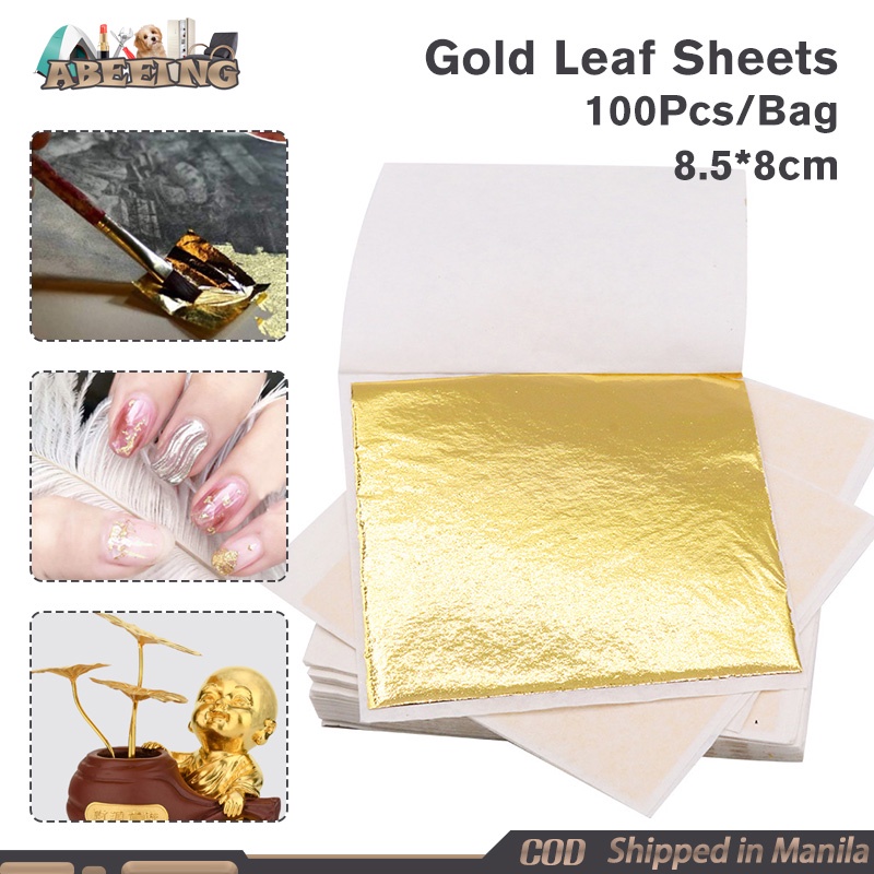 100Pcs Sheets Imitation Gold Leaf For Arts Gold Foil Sheet Gold Leaf ...