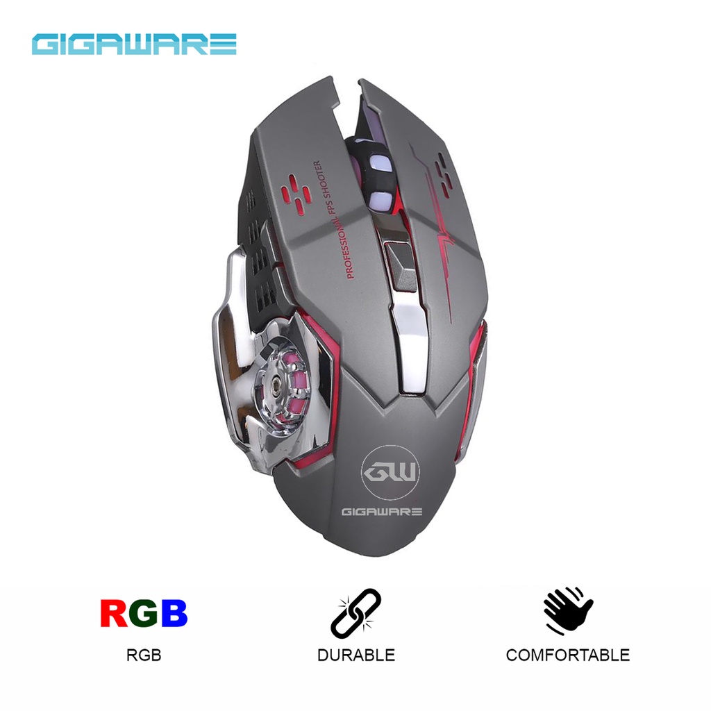 Gigaware Wolf X8 6 Buttons RGB Back-light Wireless Charging Gaming ...