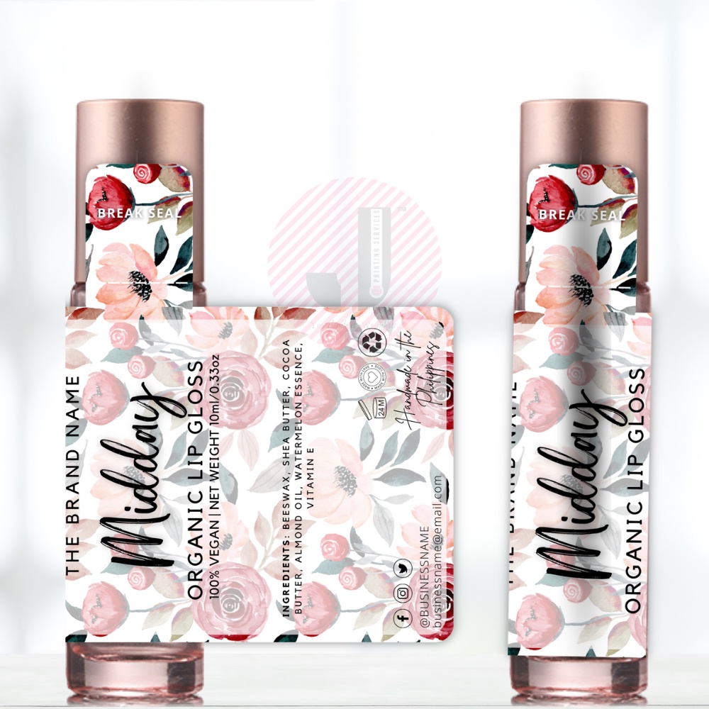 10ml Roller Bottle Floral Design Labels | Essential Oil Labels | Lip ...