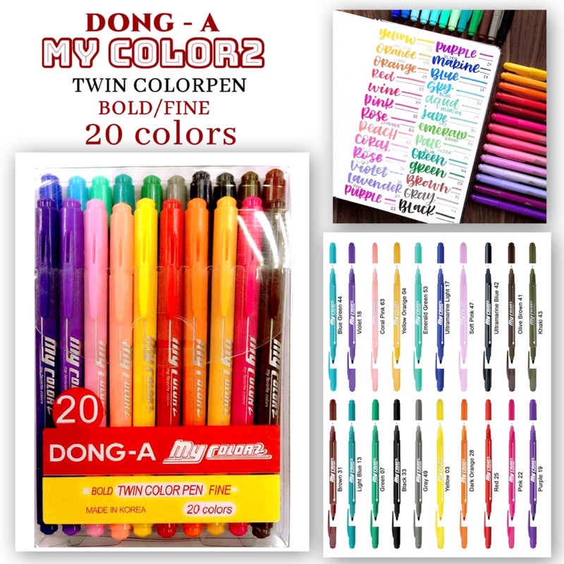 DONG-A My COLORPEN 2 Twin Tip 20 colors | Shopee Philippines