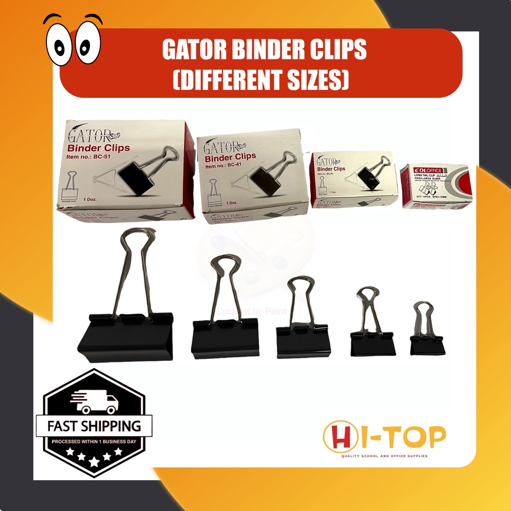 BINDER CLIPS Gator BULLDOG CLIP BUTTERFLY CLIP (SOLD PER DOZEN/1 BOX ...