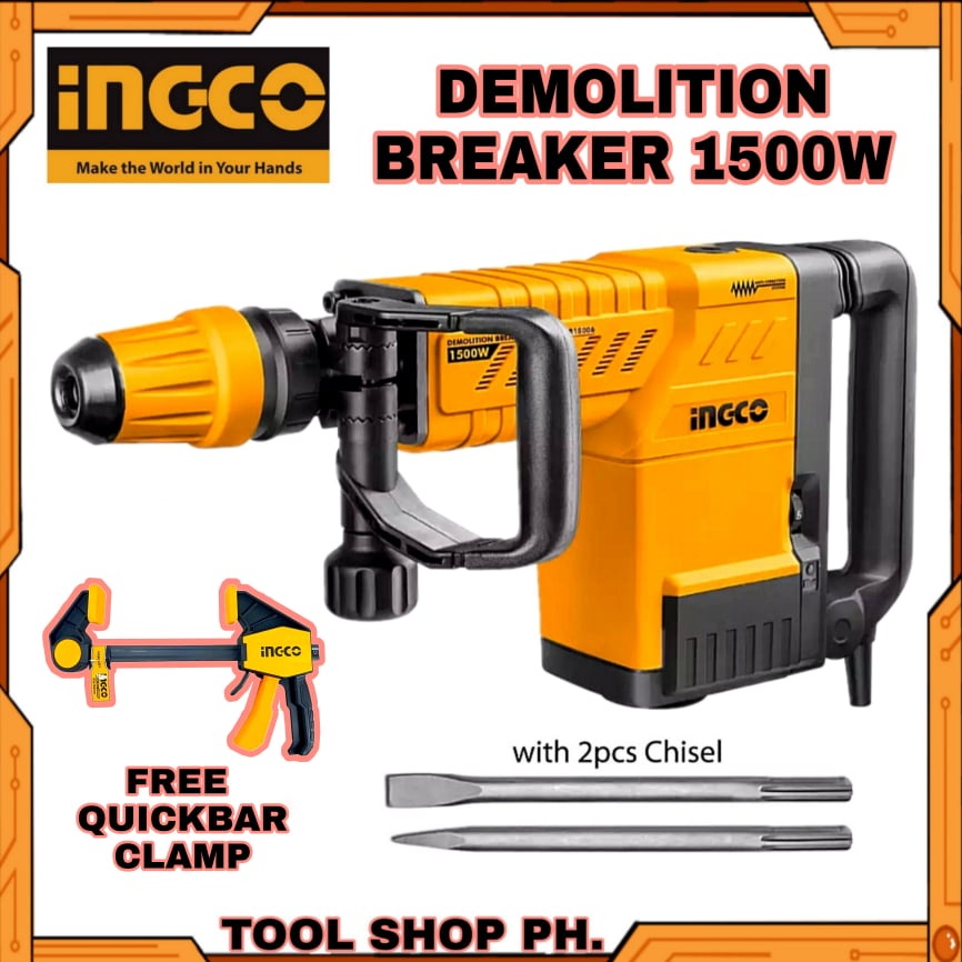 INGCO Demolition Hammer 1500W PDB15006 with FREE QUICKBAR CLAMP ...