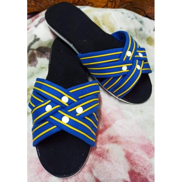ALFOMBRA SLIPPERS BLACK WITH ROYAL BLUE STRAP (MEN) | Shopee Philippines