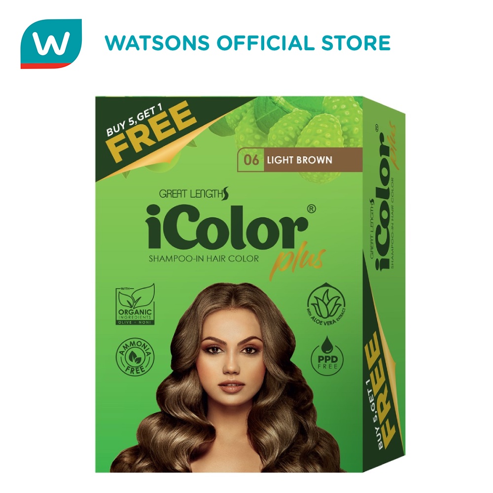 ICOLOR Plus Shampoo-In Hair Color Light Brown 30ml 5+1 FREE | Shopee ...