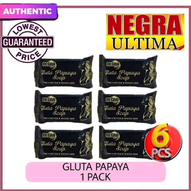 AUTHENTIC Negra Ultima Gluta Papaya soap PACK (6 pcs soap) | Shopee ...