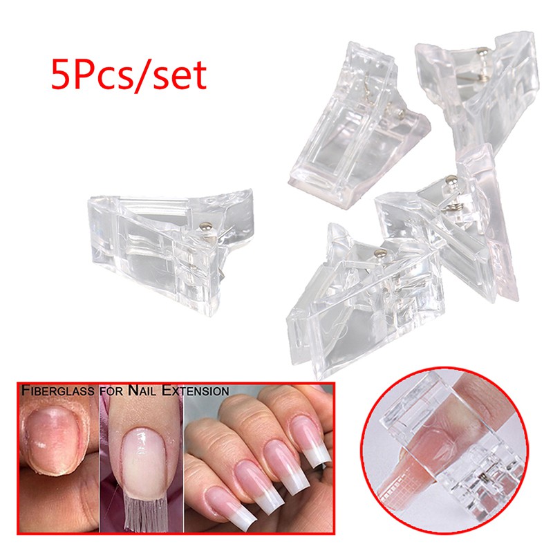 5Pcs Nail Art Tool Plastic Transparent Poly Gel Quick Building Nail ...