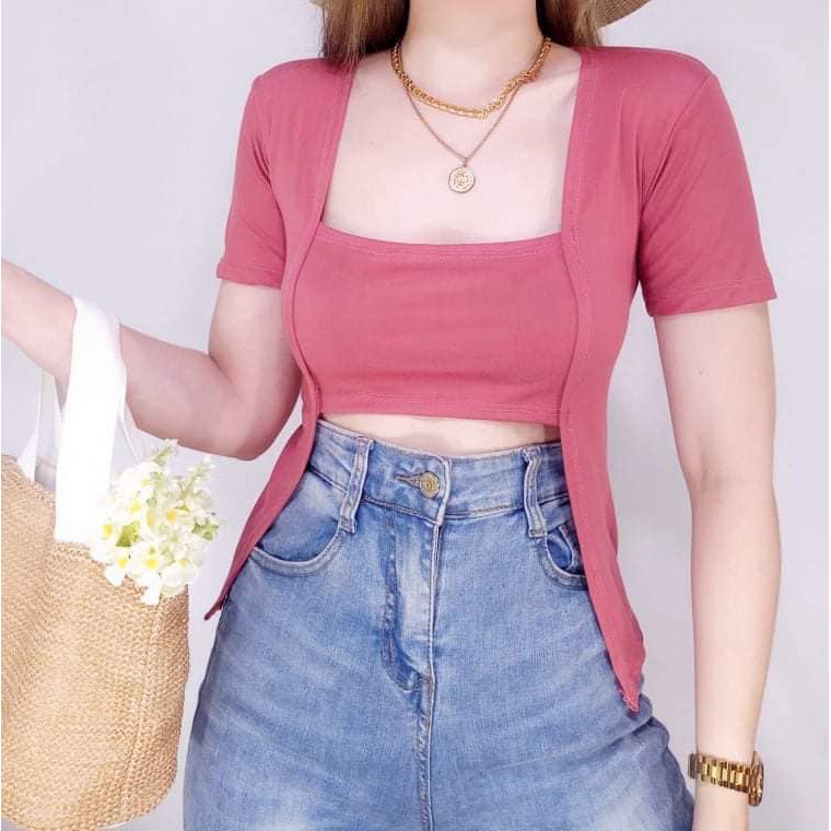 Girlie Tube with Blazer Crop Top | Shopee Philippines
