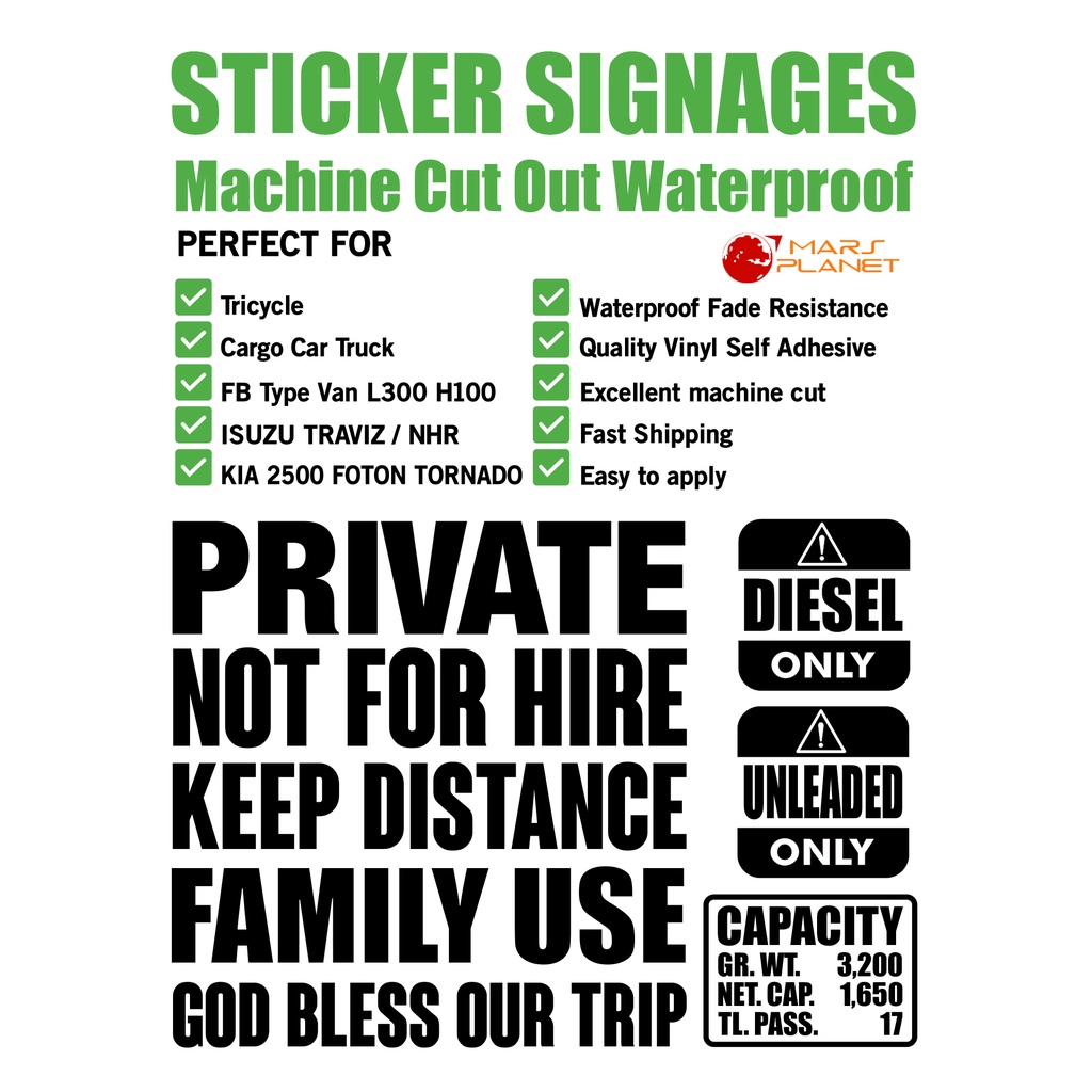 TRUCK STICKER SIGNAGES WATERPROOF - PERSONALIZED CAPACITY PRIVATE NOT ...