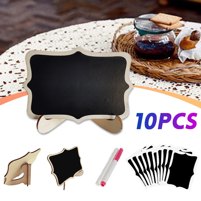 10Pcs/Set Mini Blackboard Wooden Framed Chalk board Labels Standing ...
