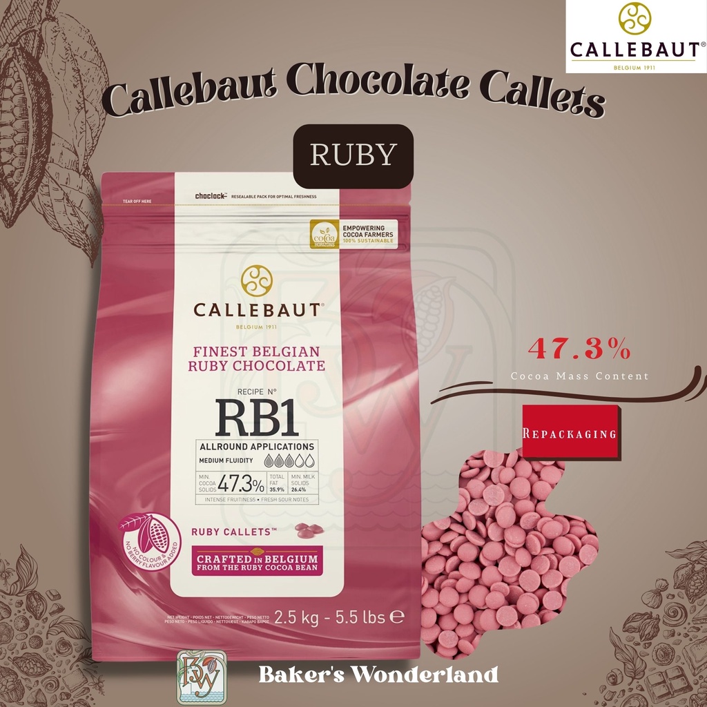 Callebaut Ruby Chocolate Callets (500g & 1kg) Made in Belgium | Shopee ...