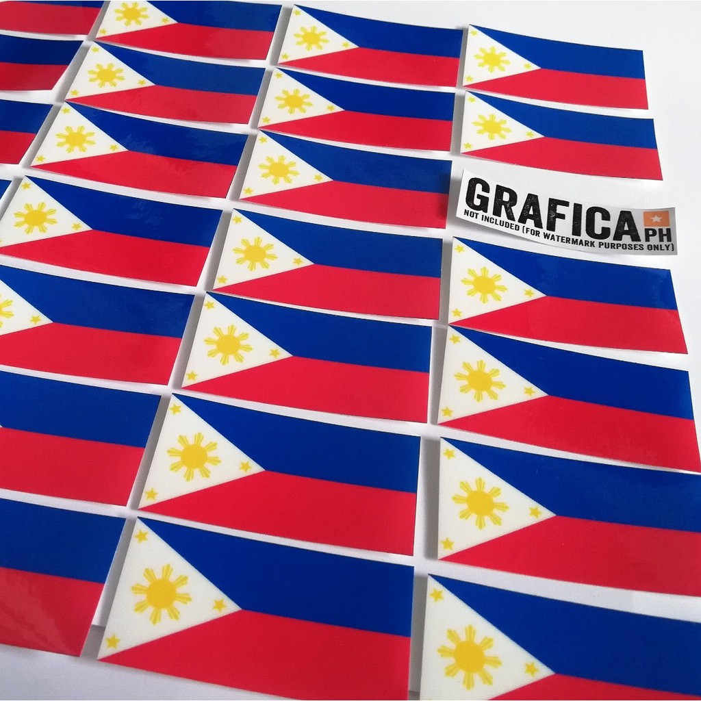 Philippine Flag Sticker, 1pc Waterproof Glossy (2 inches x 1 inch ...