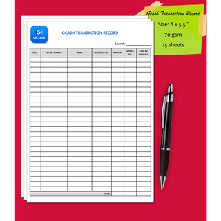 8x5.5 Gcash Transaction Record | Transaction Tracker | Cash in Cash out ...