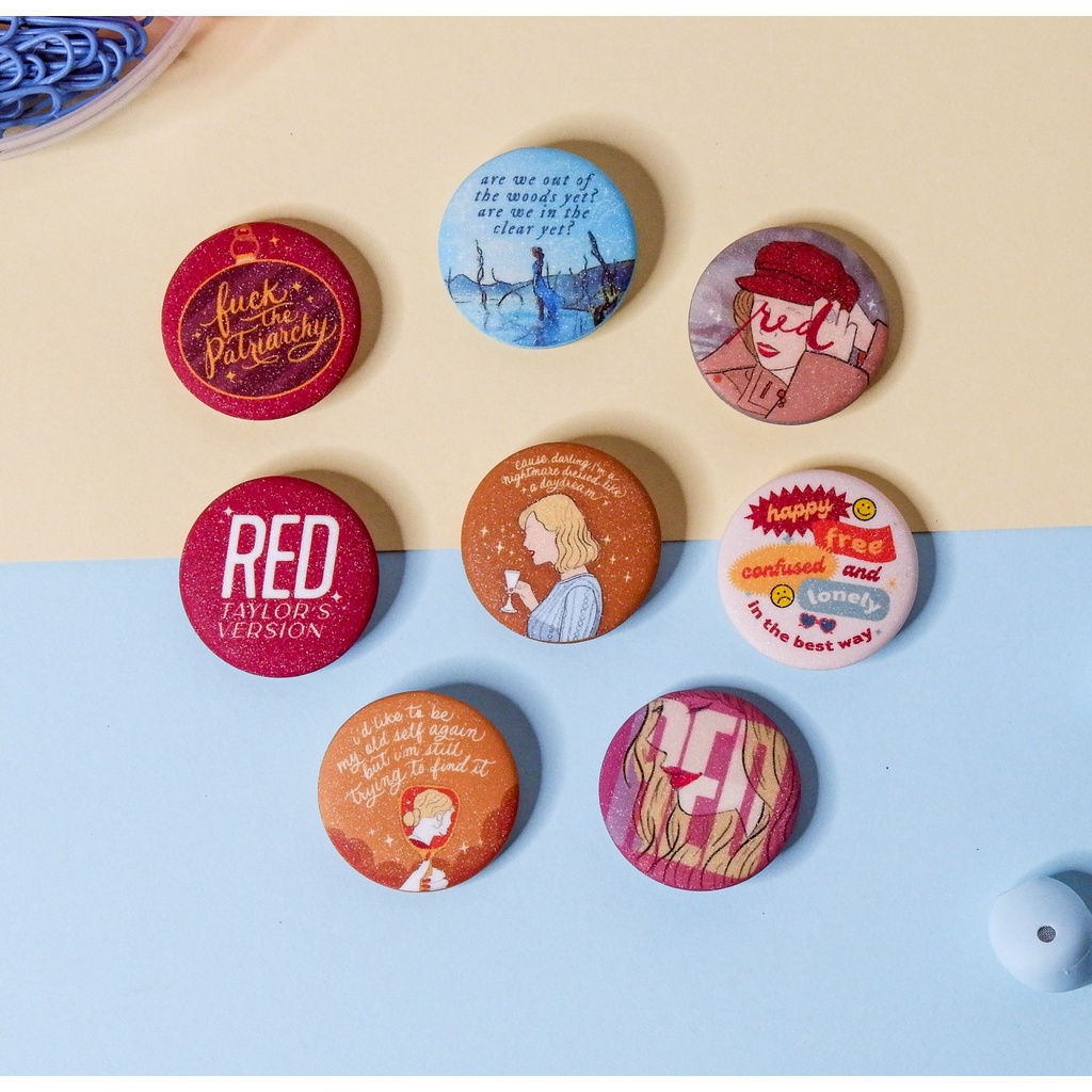 Taylor Swift RED + 1989 Fanart Glittered 1.25 Inches Small Button Pins ...