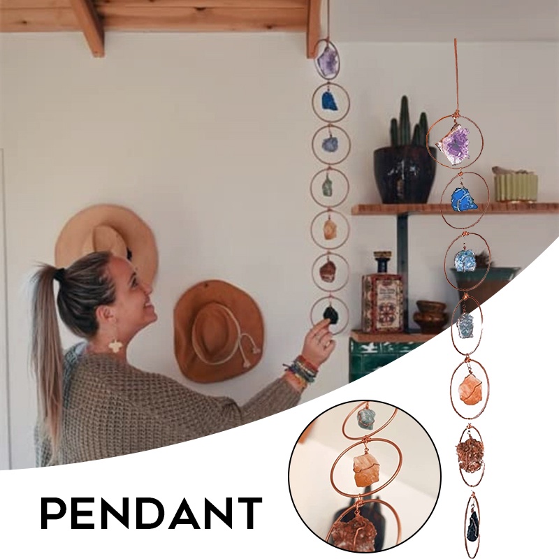 7 Chakra Gemstone Wall Decor Raw Crystal Chakra Stones Hanging Ornament ...