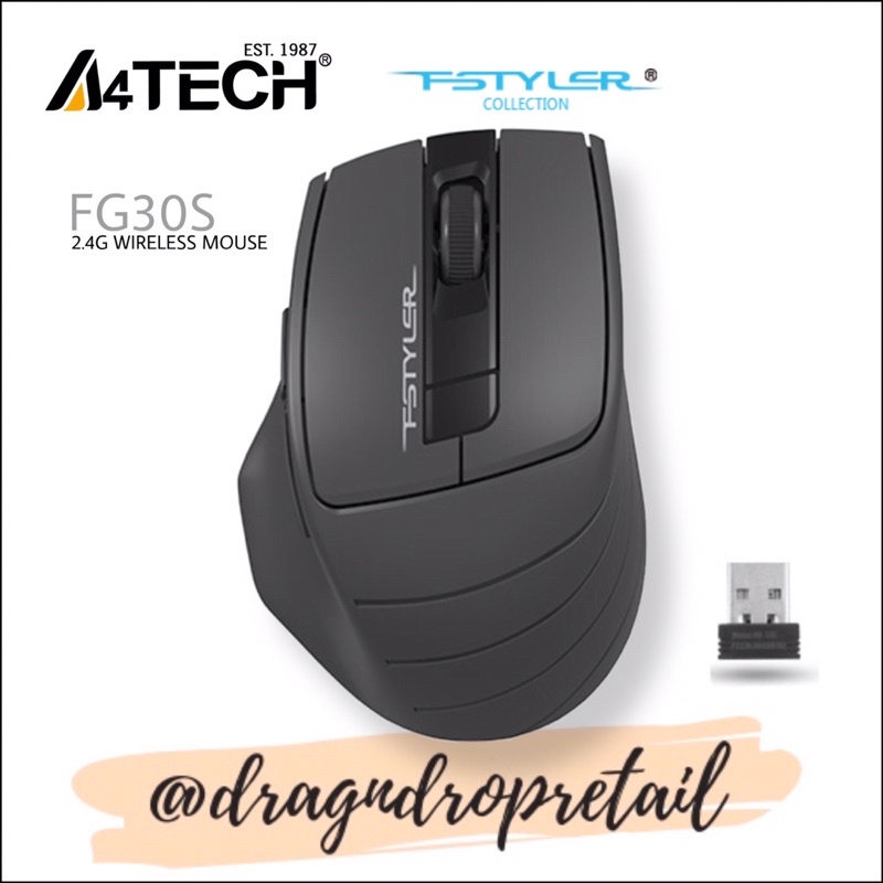 A4TECH FSTYLER FG30S Silent Clicks 2.4GHz Wireless Optical Mouse, 2000 DPI 3-Level Adjustable ...