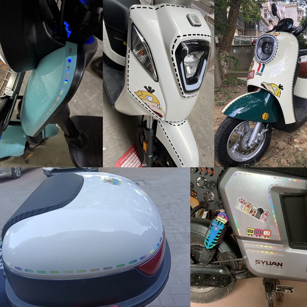 DIY Dotted Line Motorcycle Stickers Creative Modification Waterproof ...