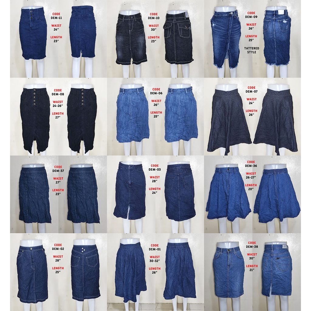 Preloved Jeans Maong Denim Midi Skirts ( Below the Knee, Vintage ...